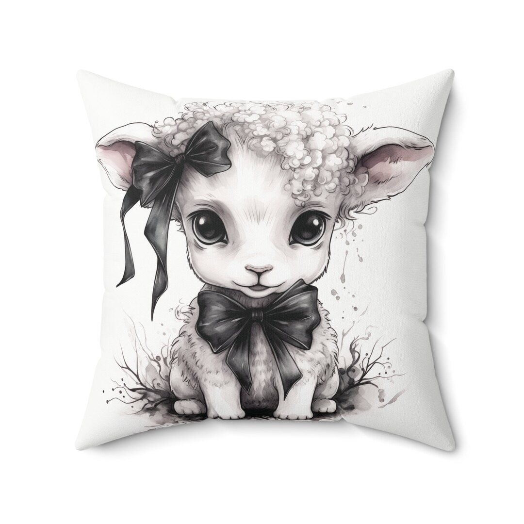 Goth Lamb Pillow, Cute Gothic Lamb, Animal Pillow, Gothic Decor, Cute ...