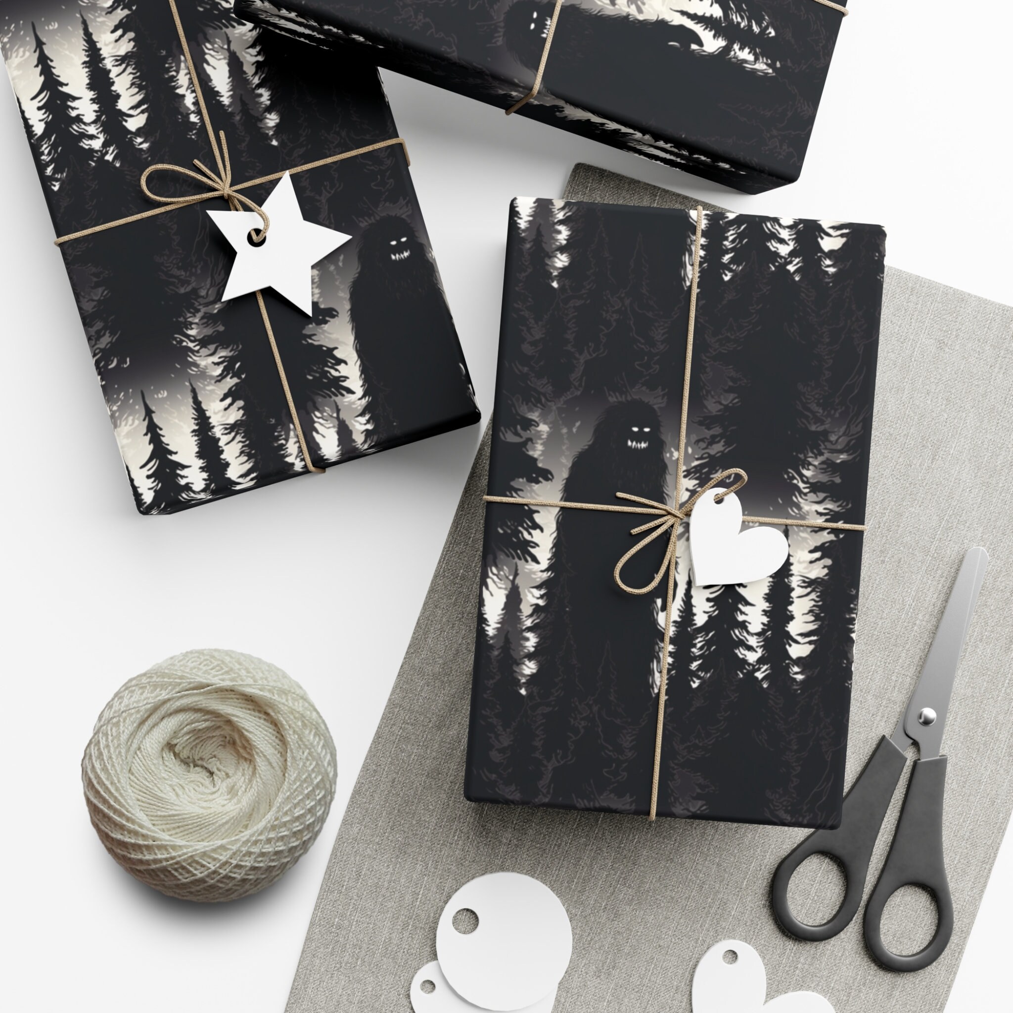Mystical Bigfoot Christmas Wrapping Paper A Legendary Holiday Charm ...