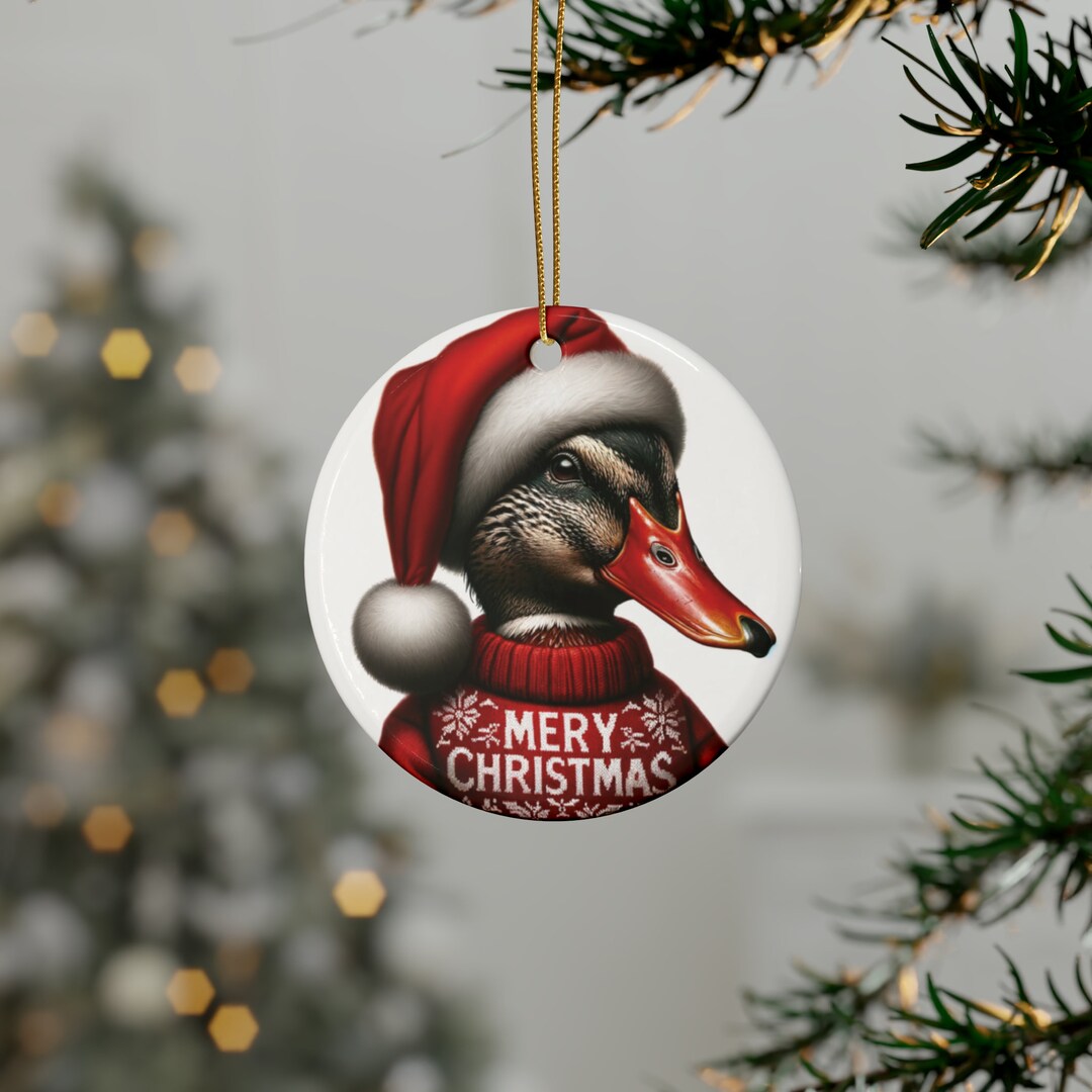 Merry Christmas Duck Ornament, Fun Animal Ornament, Animal Festive ...