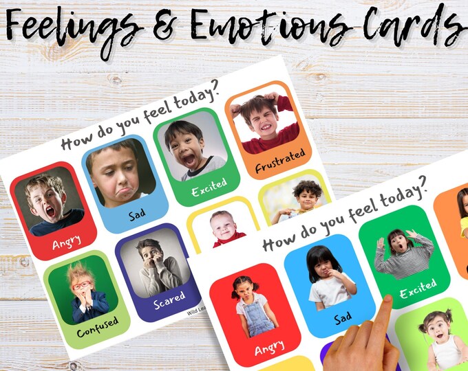 Emotions Flashcards Set Printable Feeling Chart Montessori Materials ...