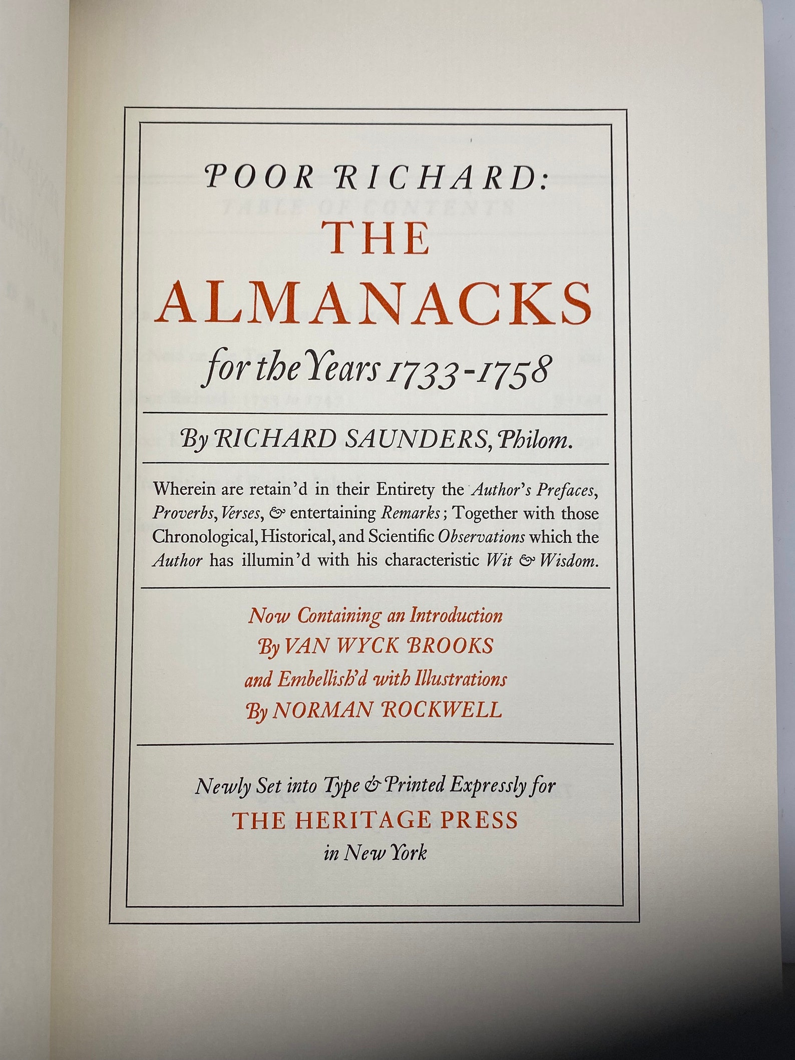 Poor Richard’s Almanack for the Years 1733-1758, Benjamin Franklin, 60s ...