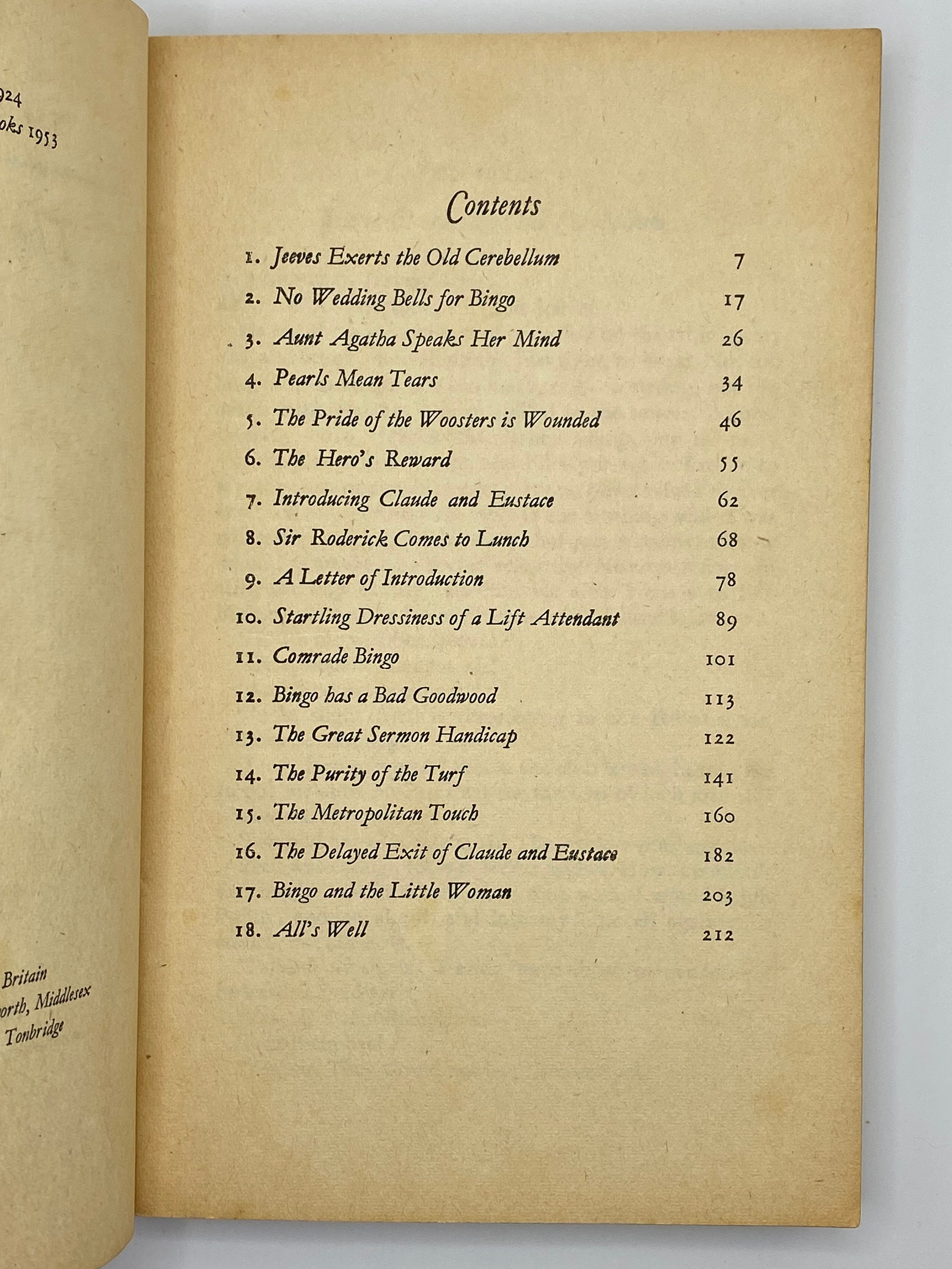 The Inimitable Jeeves, P.G. Wodehouse, 50s Book Comedy Short Stories ...