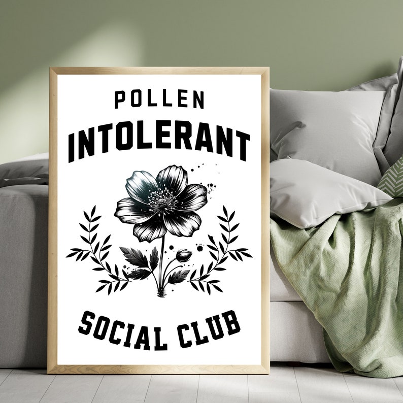 Pollen Intolerant Wall Art Printable, Hayfever Wall Print, Flower ...