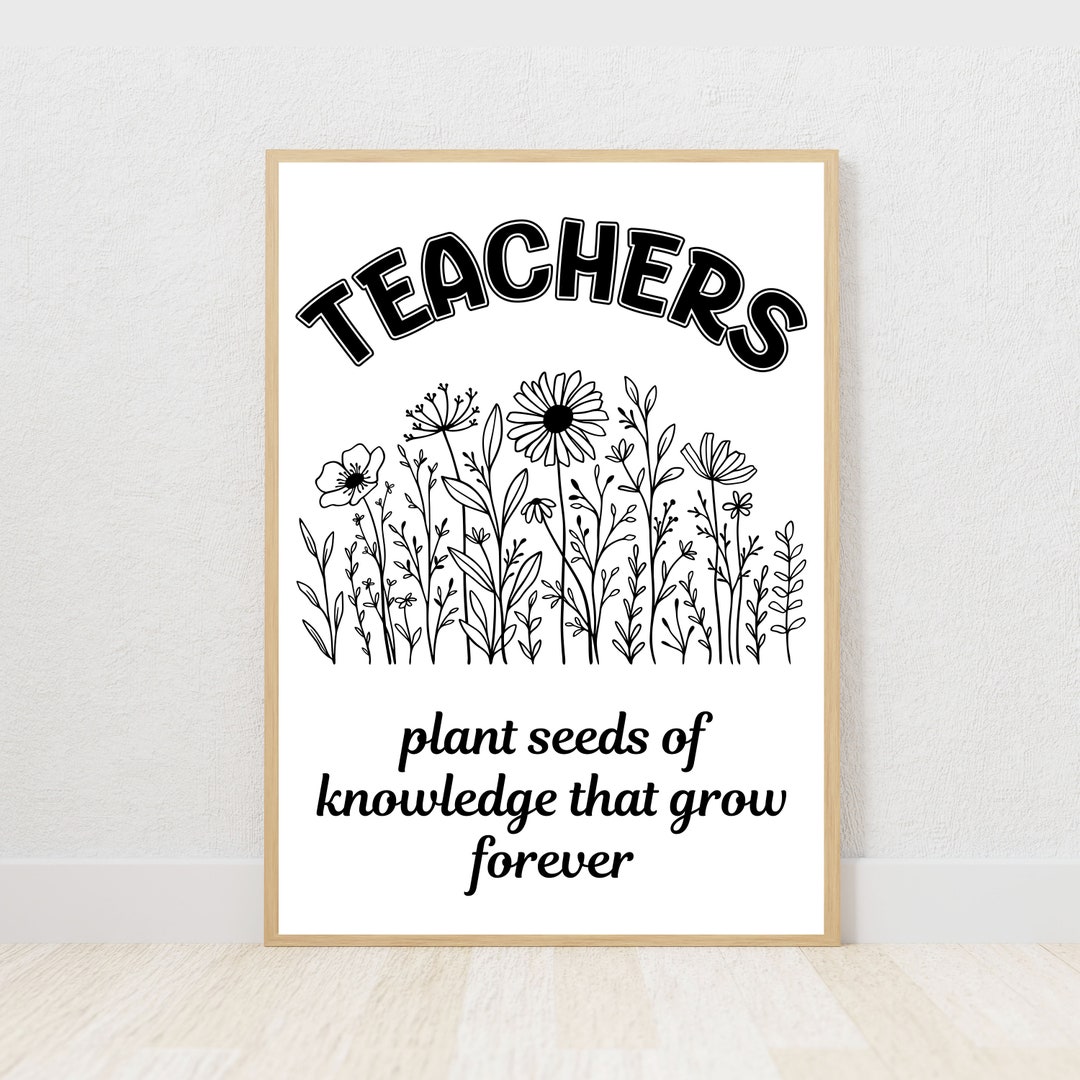 Teacher Wall Art Printable, Wildflower Wall Art, Boho Classroom Decor ...