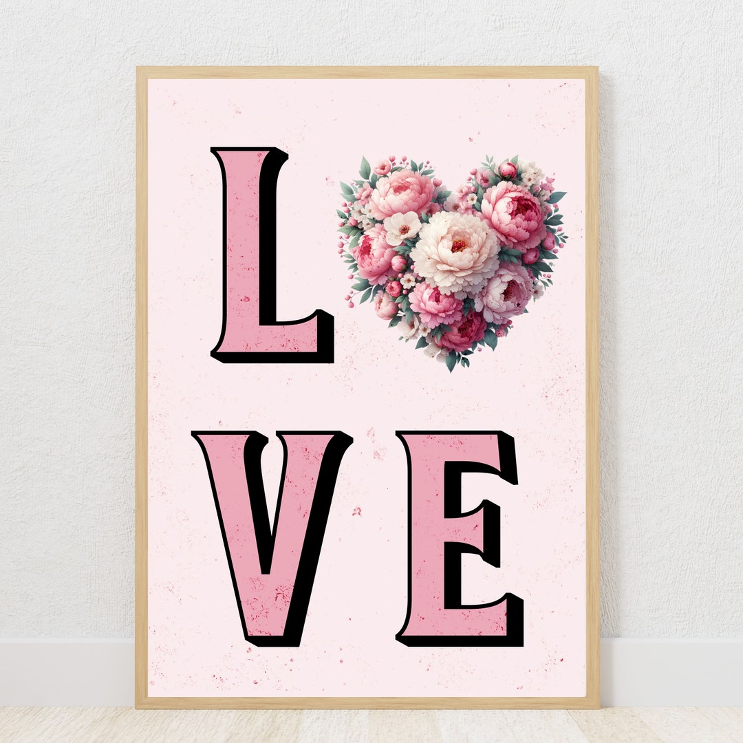 Love Wall Art Printable, Valentine's Day Wall Art, Valentine's Day ...