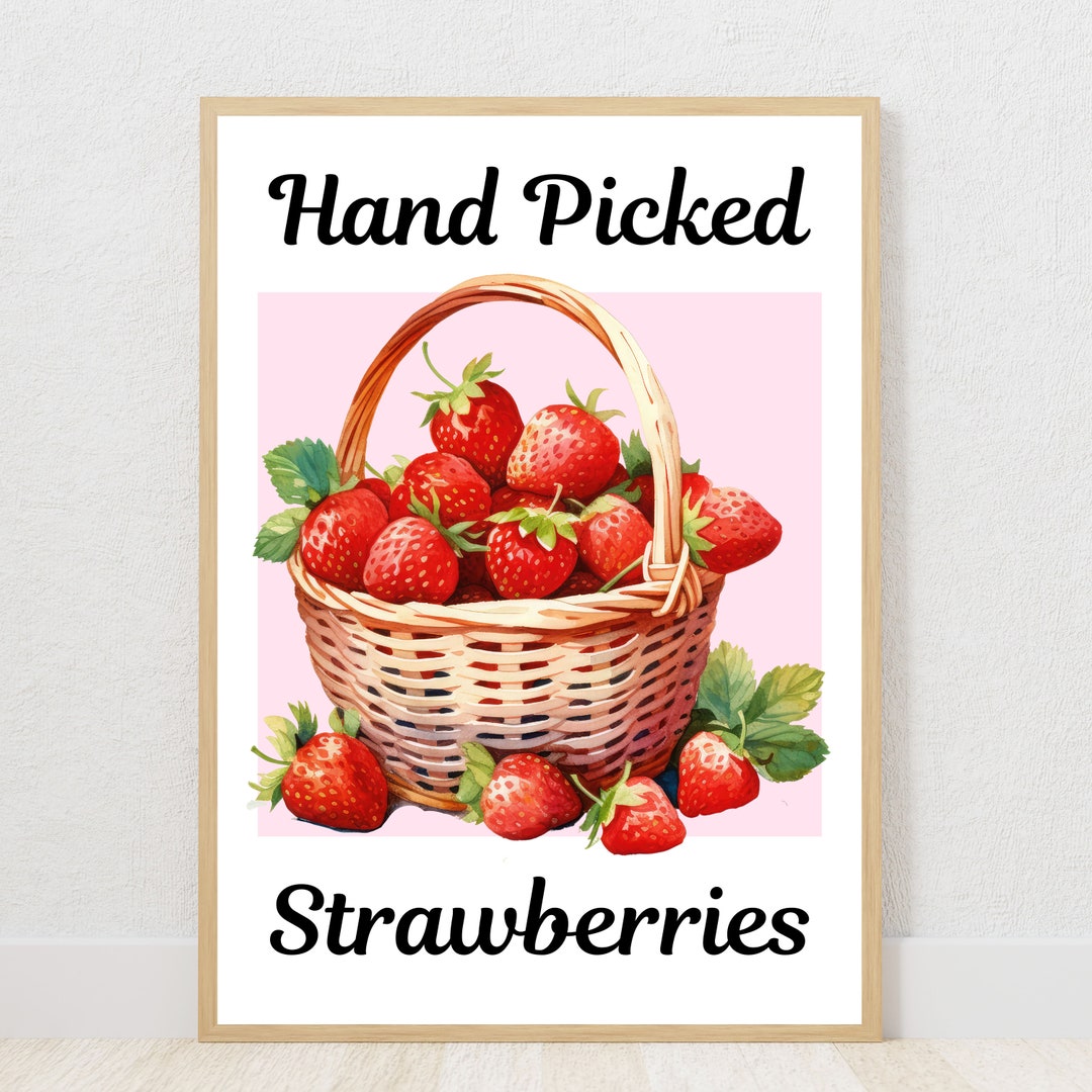 Strawberry Wall Art Printable, Kitchen Wall Print, Strawberry Print ...
