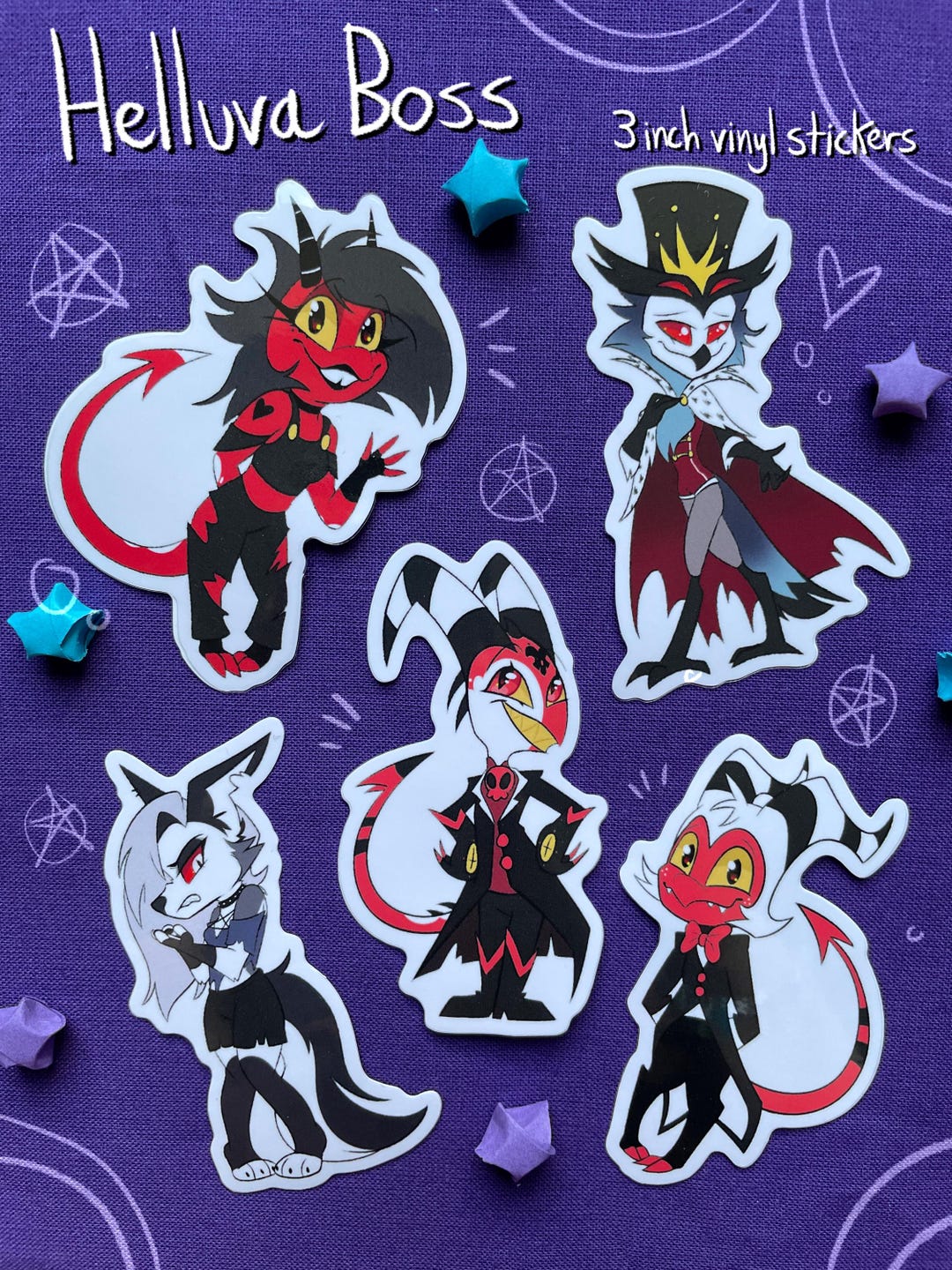 Helluva Boss | 3 Inch Vinyl Stickers | Blitzo, Moxxie, Millie, Stolas ...