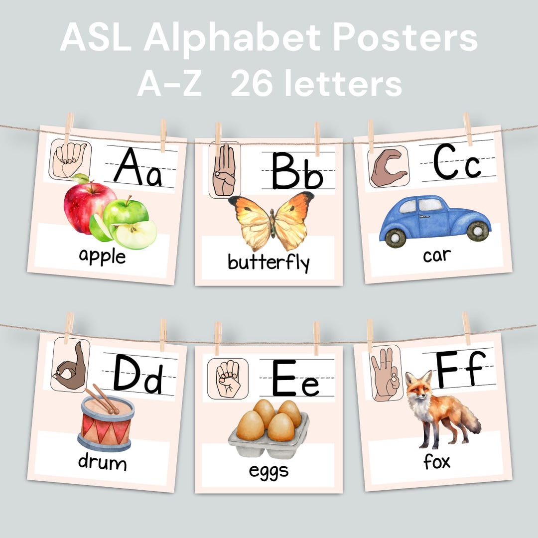 Bilingual Alphabet Poster: ASL Classroom Print (digital Download) - Etsy