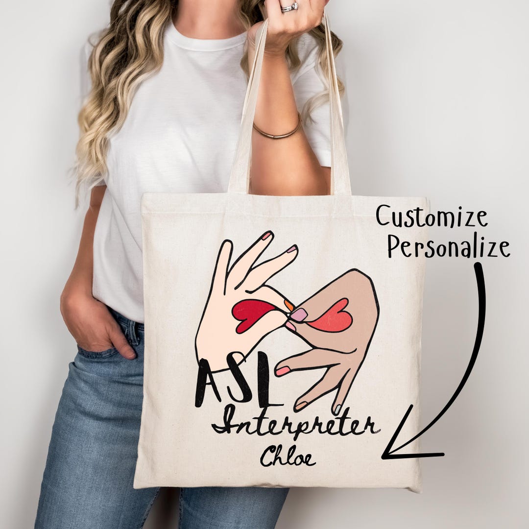 ASL Interpreter Tote Bag | Sign Language Illustration - Etsy