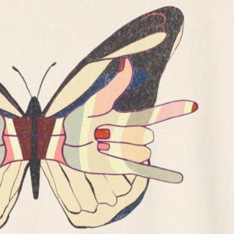 ASL I Love You Butterfly T-shirt: Sign Language Graphic Tee - Etsy