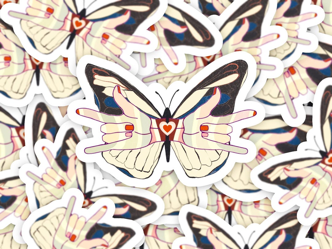 Boho Butterfly I Love You ASL Sticker, ASL I Love You, ILY Sticker ...