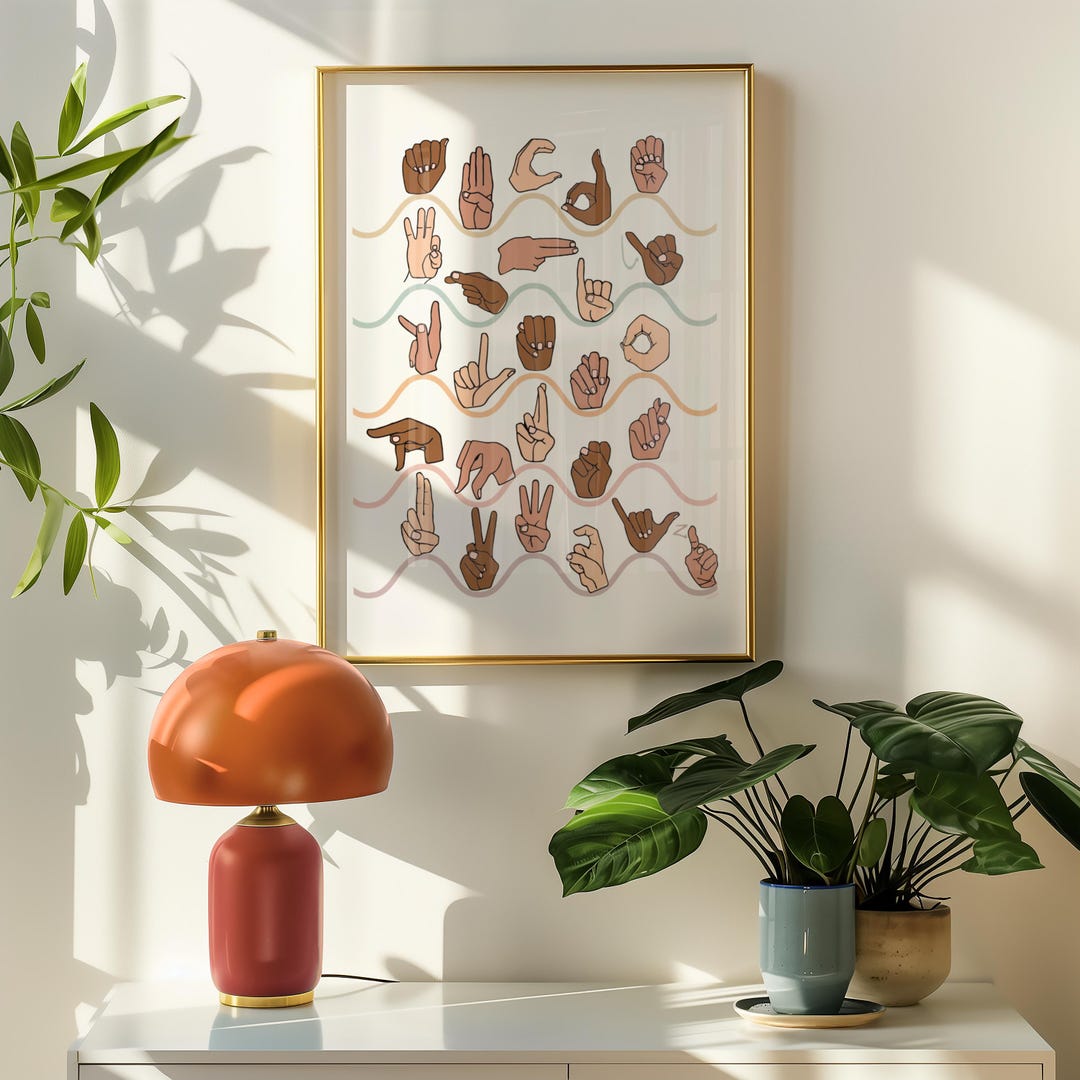 ASL ABC Sign Language Poster: Retro Pastel Classroom Art (digital ...