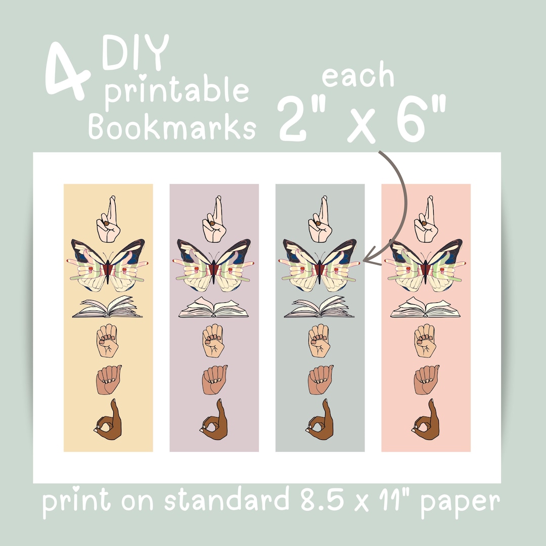 Sign Language Bookmarks Printable Bookmark ASL Sign Language Printable ...