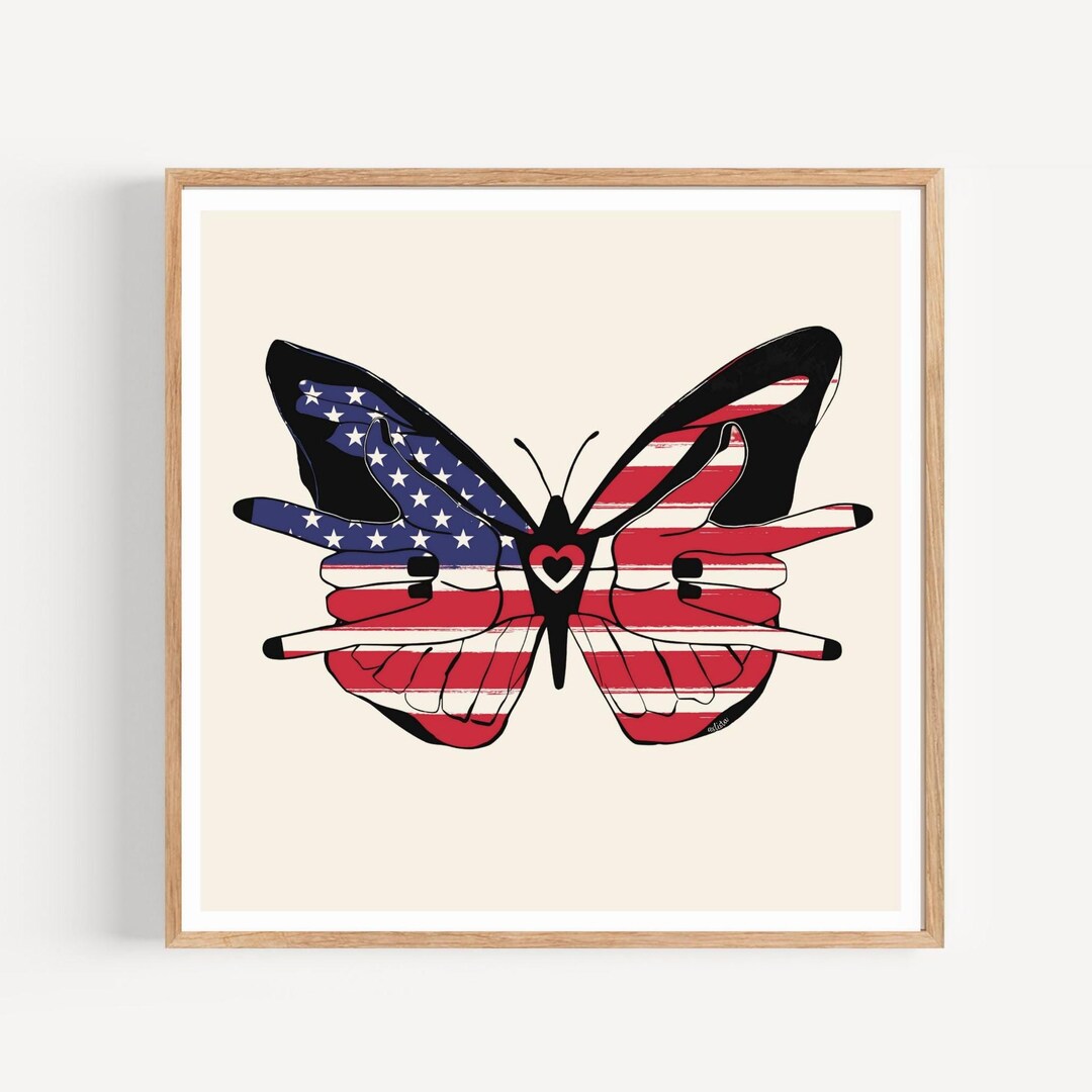 ASL I Love You Sign Art: Stars & Stripes Butterfly (digital Download ...