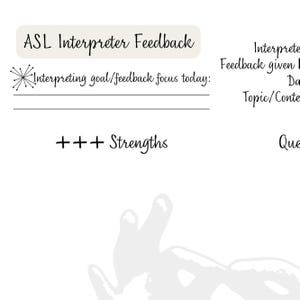 ASL Interpreter Feedback Sheet: Student Printable (digital Download) - Etsy