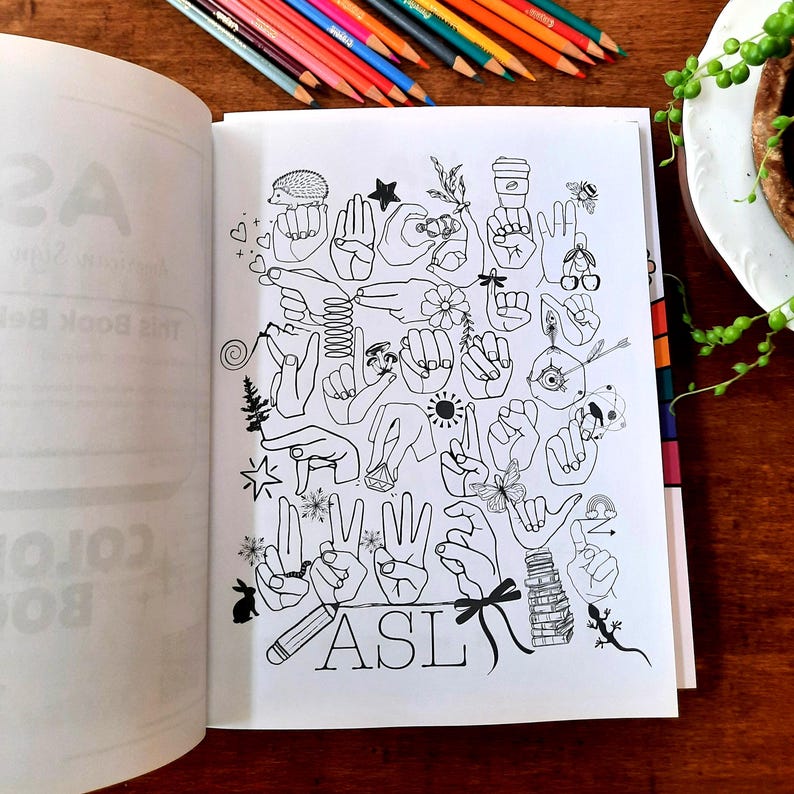 ASL Alphabet Doodle Coloring Book: Trilingual ABC Art for Kids - Etsy