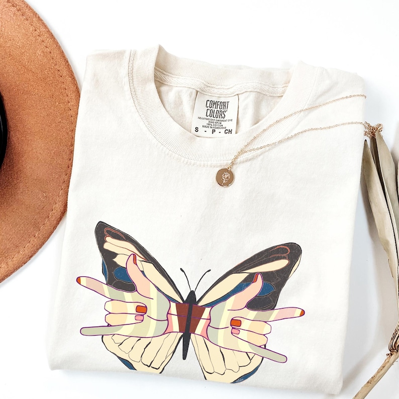 ASL I Love You Butterfly T-shirt: Sign Language Graphic Tee - Etsy