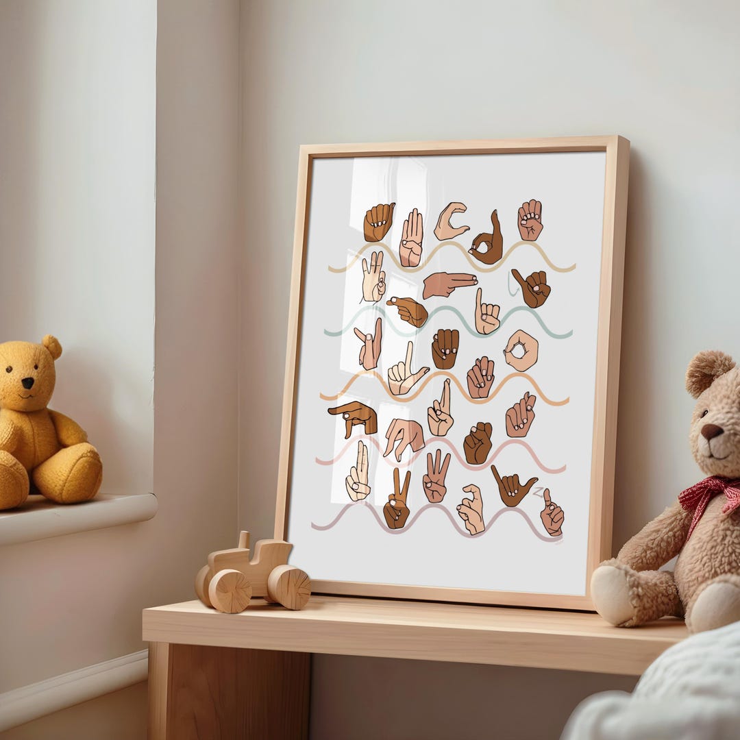 ABC Sign Language Digital Print Poster,sign Language Art Poster,abc ...