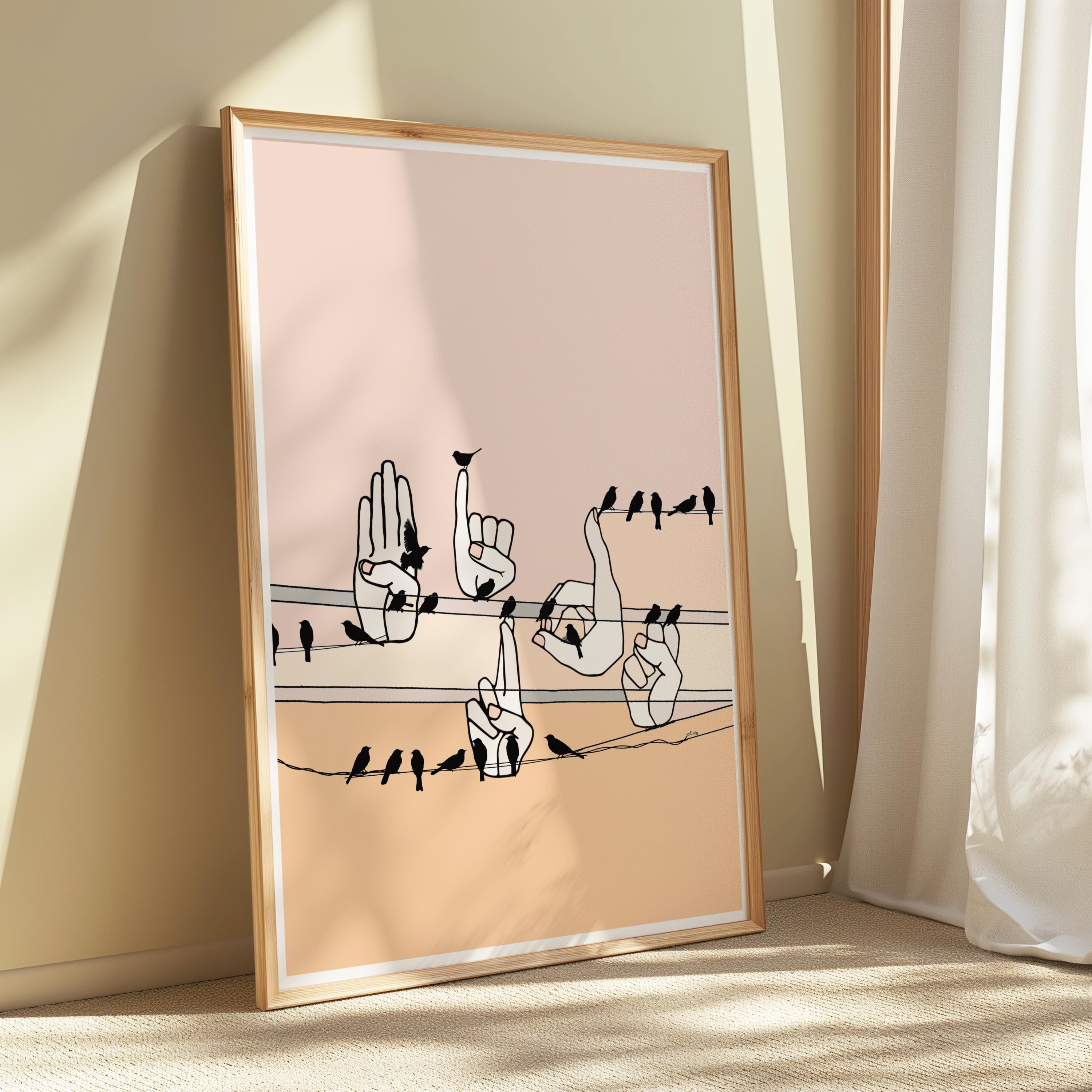 ASL Birds on Wire Art Print: Sign Language Classroom Poster (digital ...