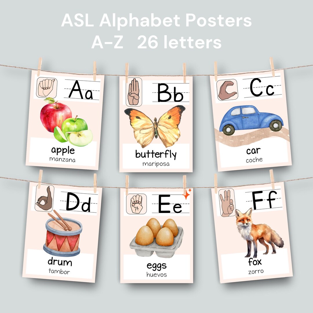 Trilingual Alphabet ASL Classroom Poster: Spanish, English (digital ...