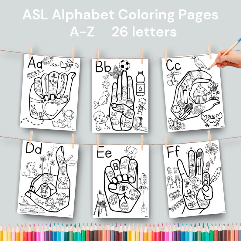 ASL ABC Coloring Book: Sign Language Alphabet Printable (digital ...