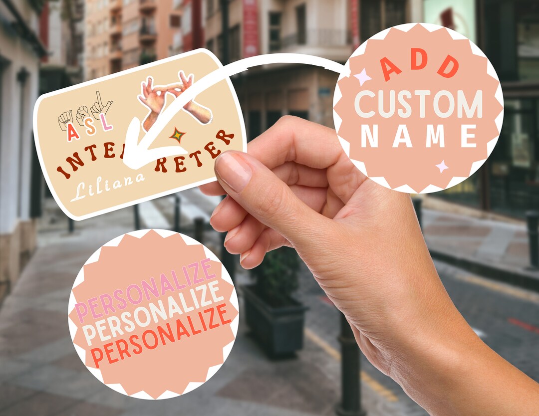 ASL Interpreter Sticker Add Name, Custom ASL Interpreter Sticker, Sign ...