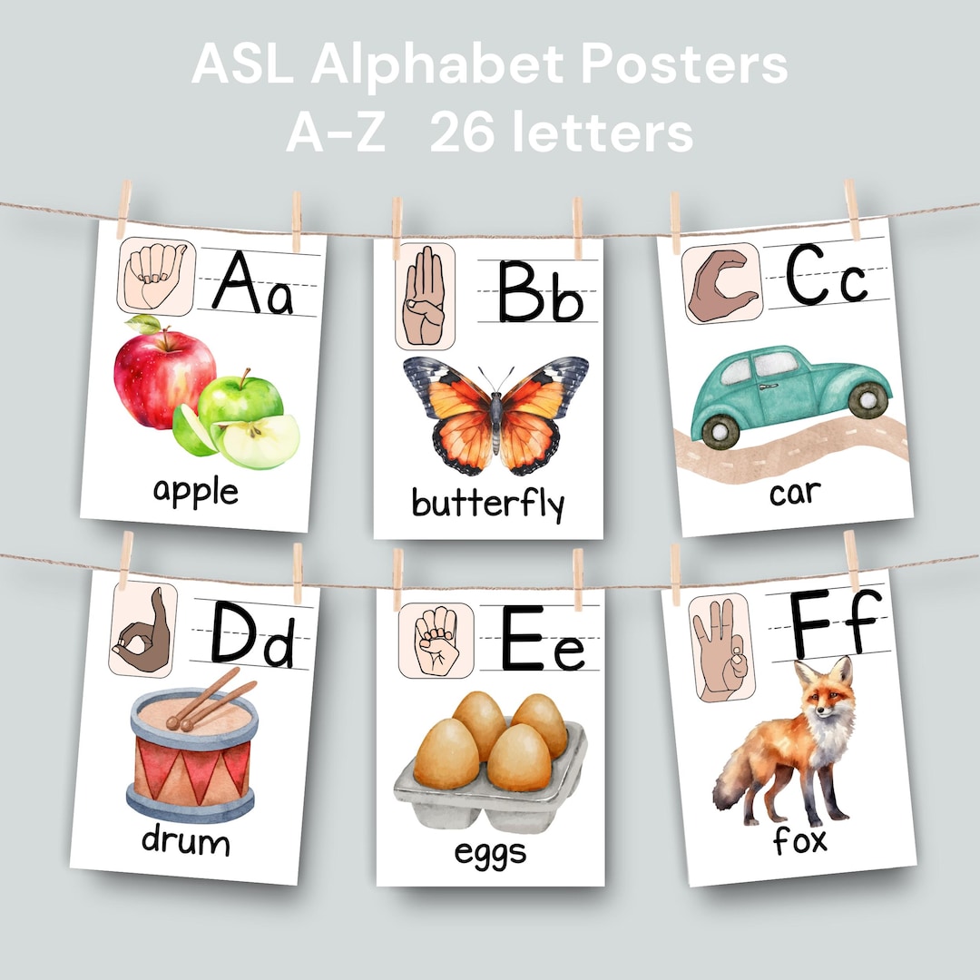 ASL Alphabet Poster: Watercolor Sign Language Print (digital Download ...