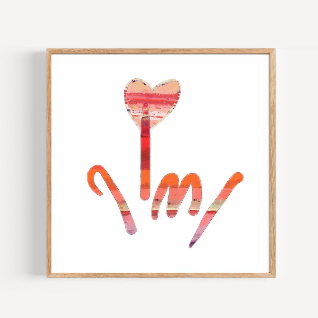 ASL I Love You Sign Art: Sherbet Heart Print (digital Download 30x30 ...