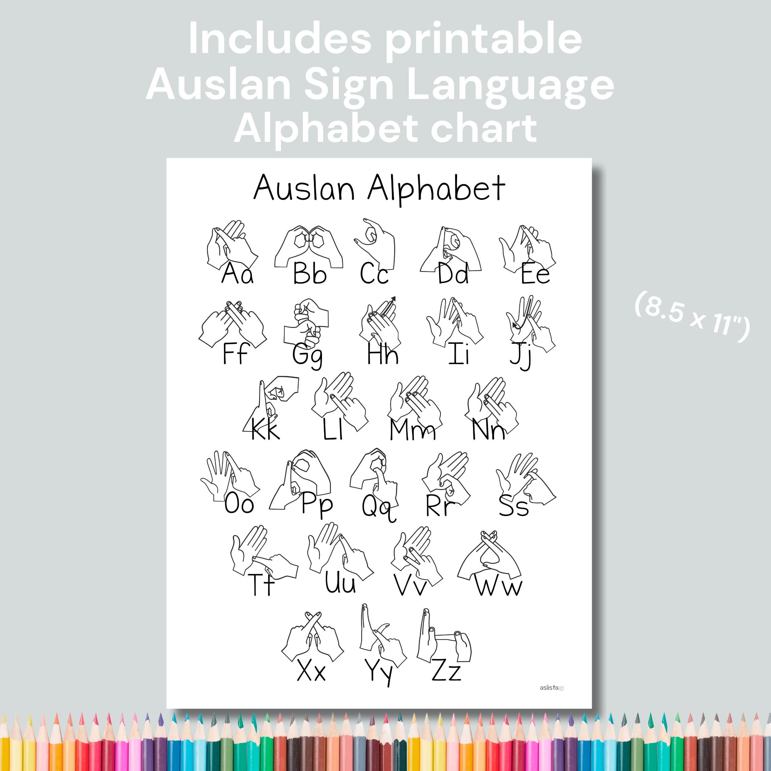 Auslan Alphabet Doodle Coloring Page for Kids: Printable Sign Language ...