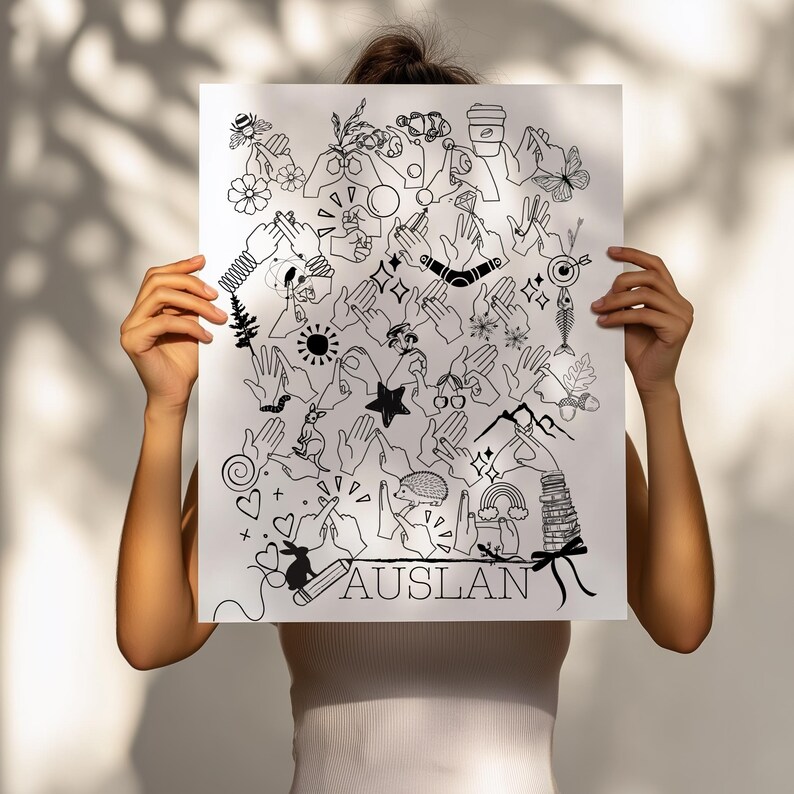 AUSLAN Alphabet Doodle Poster: Sign Language Classroom Art (digital ...