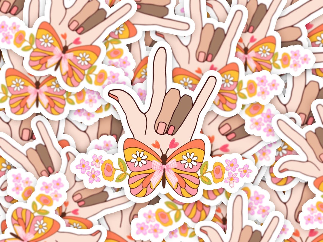 ASL I Love You Butterfly Sticker: Sign Language ILY - Etsy UK