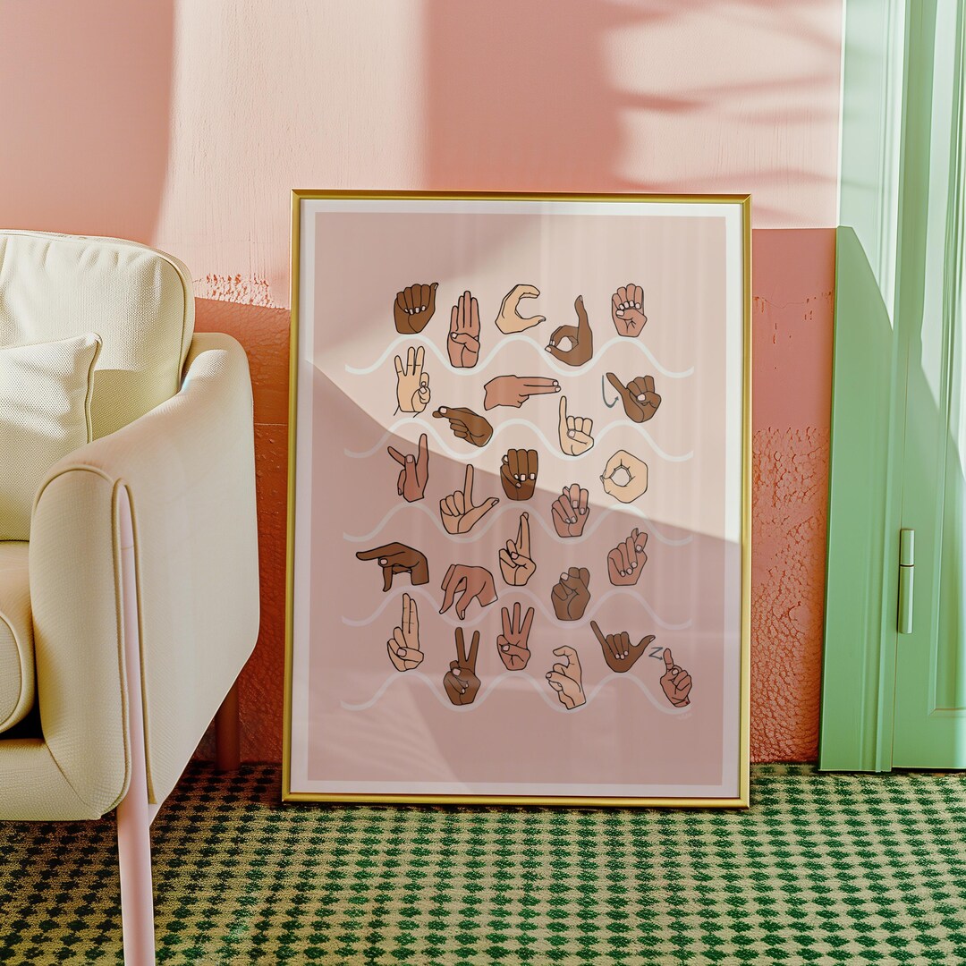 ABC Sign Language Digital Print Poster,sign Language Art Poster,abc ...