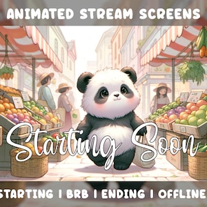 4x Animated Aesthetic Lofi Cute Panda at Farmers Market Twitch Screens ...