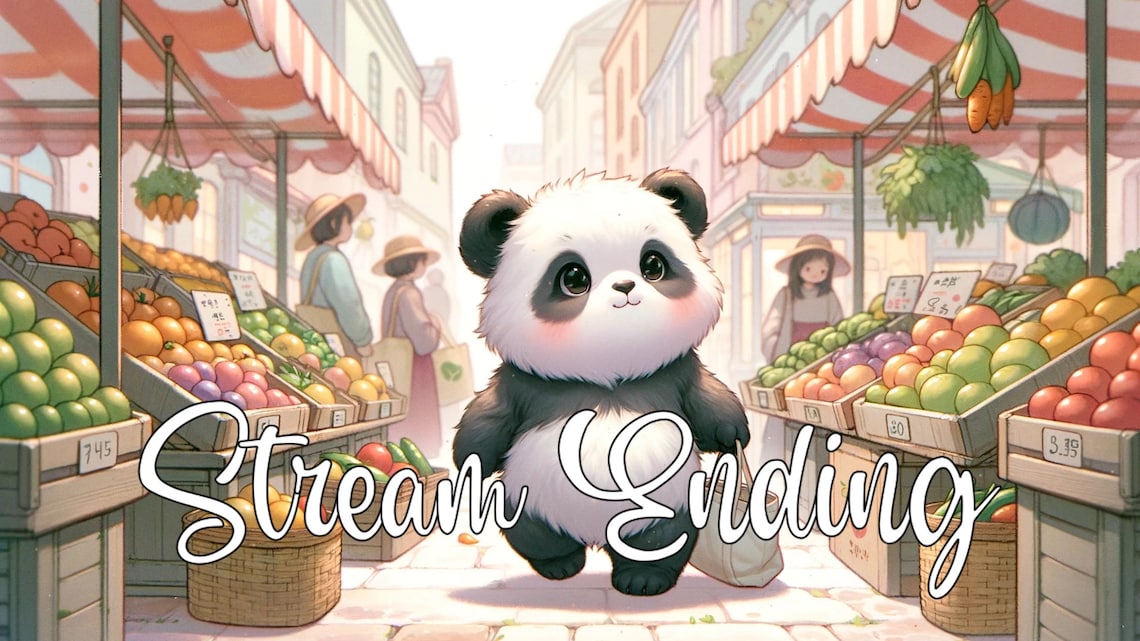 4x Animated Aesthetic Lofi Cute Panda at Farmers Market Twitch Screens ...