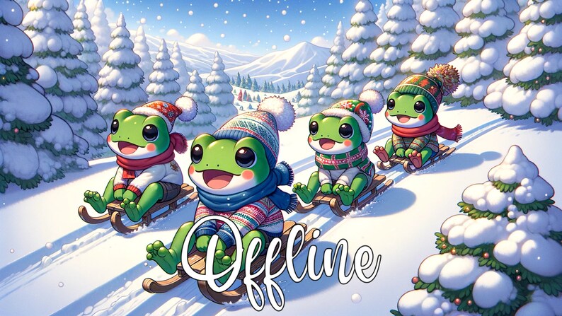 4x Animated Aesthetic Lofi Christmas Frogs Twitch Screens | Stream is ...