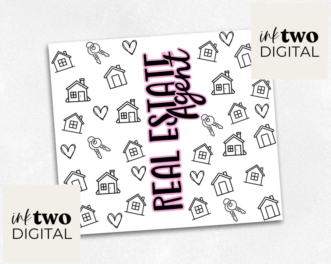 Real Estate Agent SEAMLESS Tumbler Wrap, Real Estate Agent 20oz Skinny ...