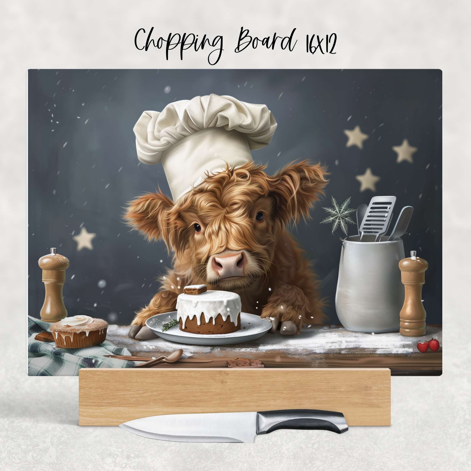 Highland Cow Baker Cutting Board Design, Baking Sublimation Board ...