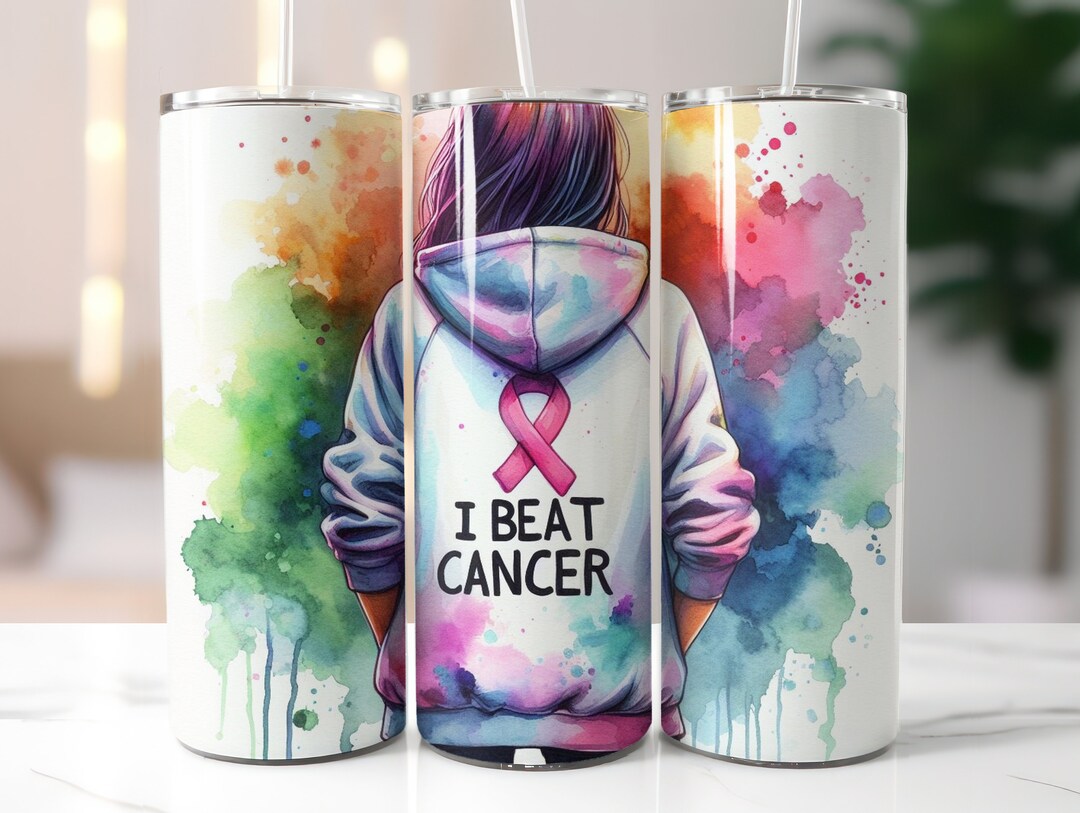 I Beat Cancer SEAMLESS Tumbler Wrap, 20 Oz Skinny Cancer Tumbler ...