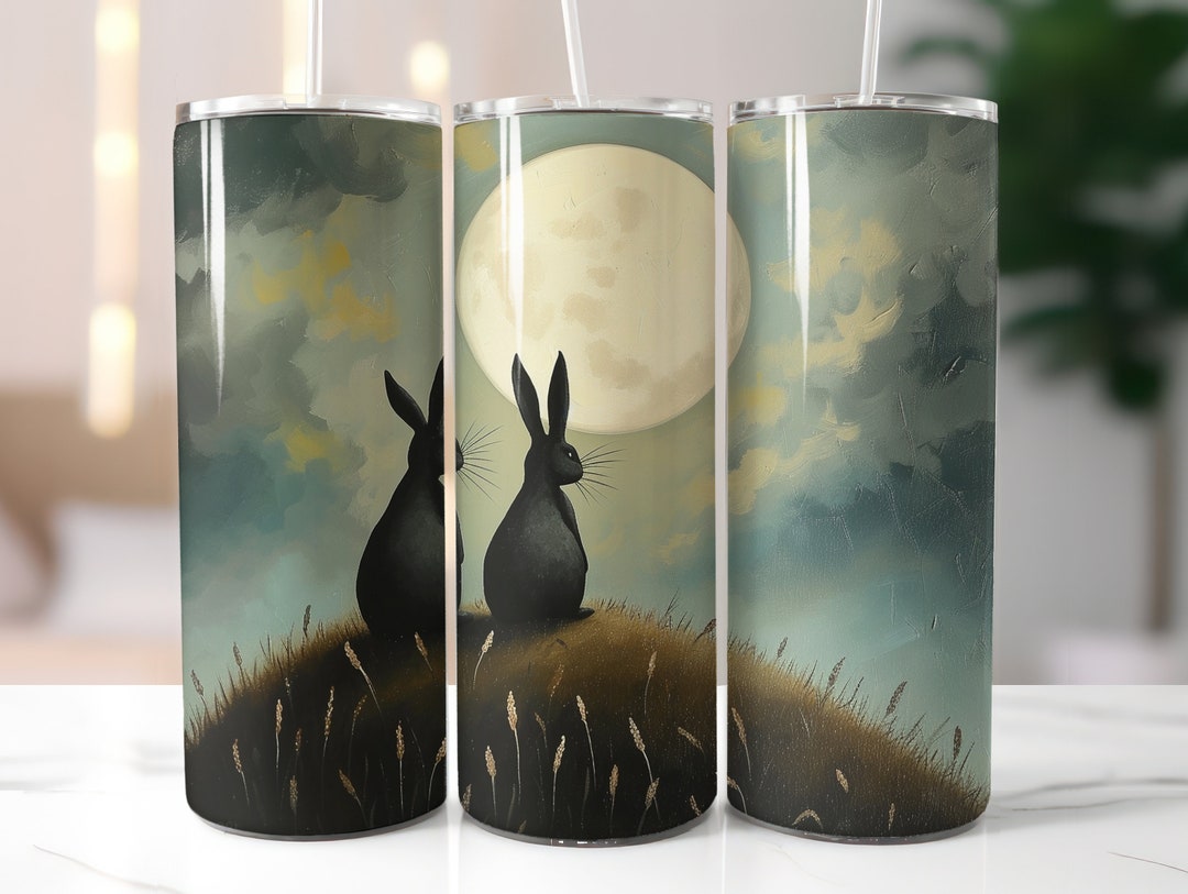 Moonlight Rabbits Tumbler Wrap, Cute Bunny 20 Oz Skinny Tumbler ...