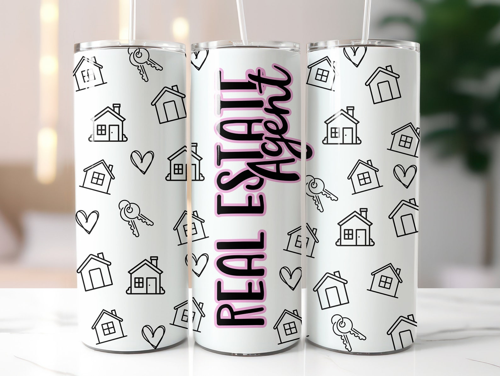 Real Estate Agent SEAMLESS Tumbler Wrap, Real Estate Agent 20oz Skinny ...