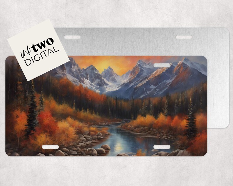 Mountain Sunset Licence Plate PNG Sublimation Design, License Plate ...
