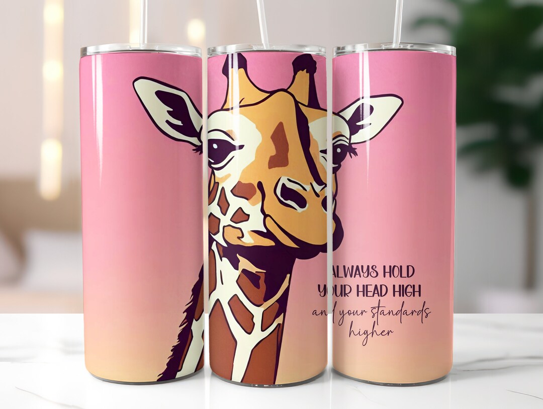 Giraffe Hold Your Head High Inspirational 20 Oz Skinny Tumbler Wrap ...