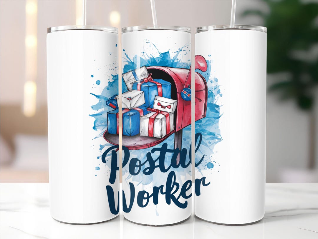 Postal Worker 20 Oz Skinny Tumbler Wrap Sublimation Design, Cute Mail ...