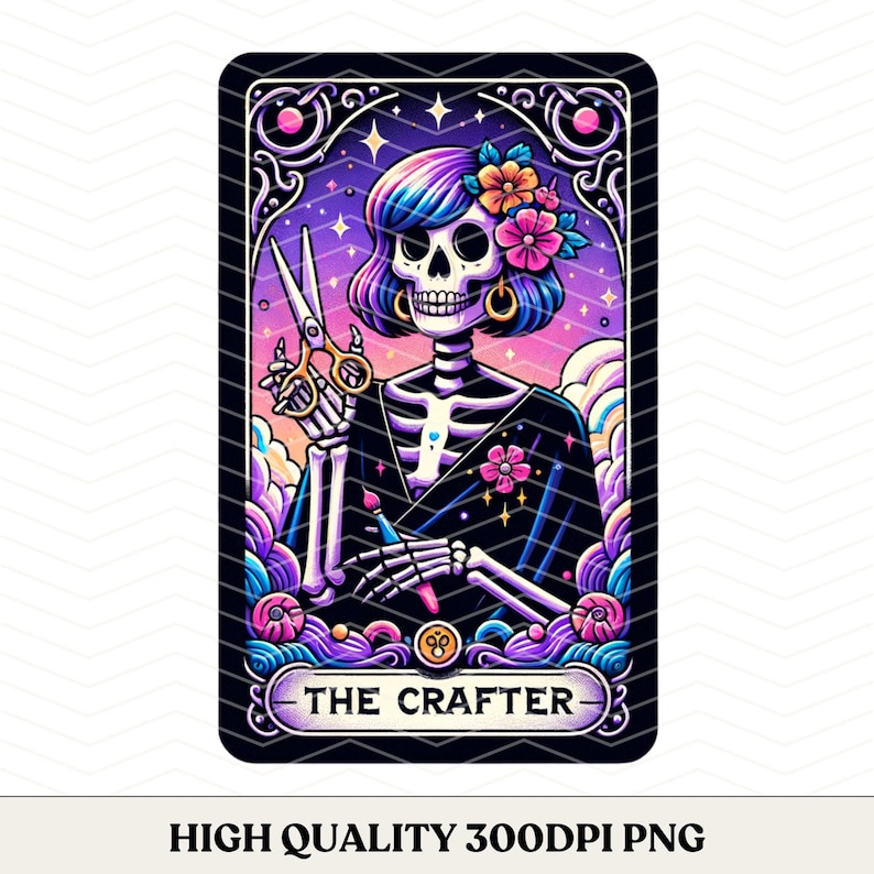 The Crafter Tarot Card PNG, Trendy T-shirt PNG, Crafter Sassy Skeleton ...