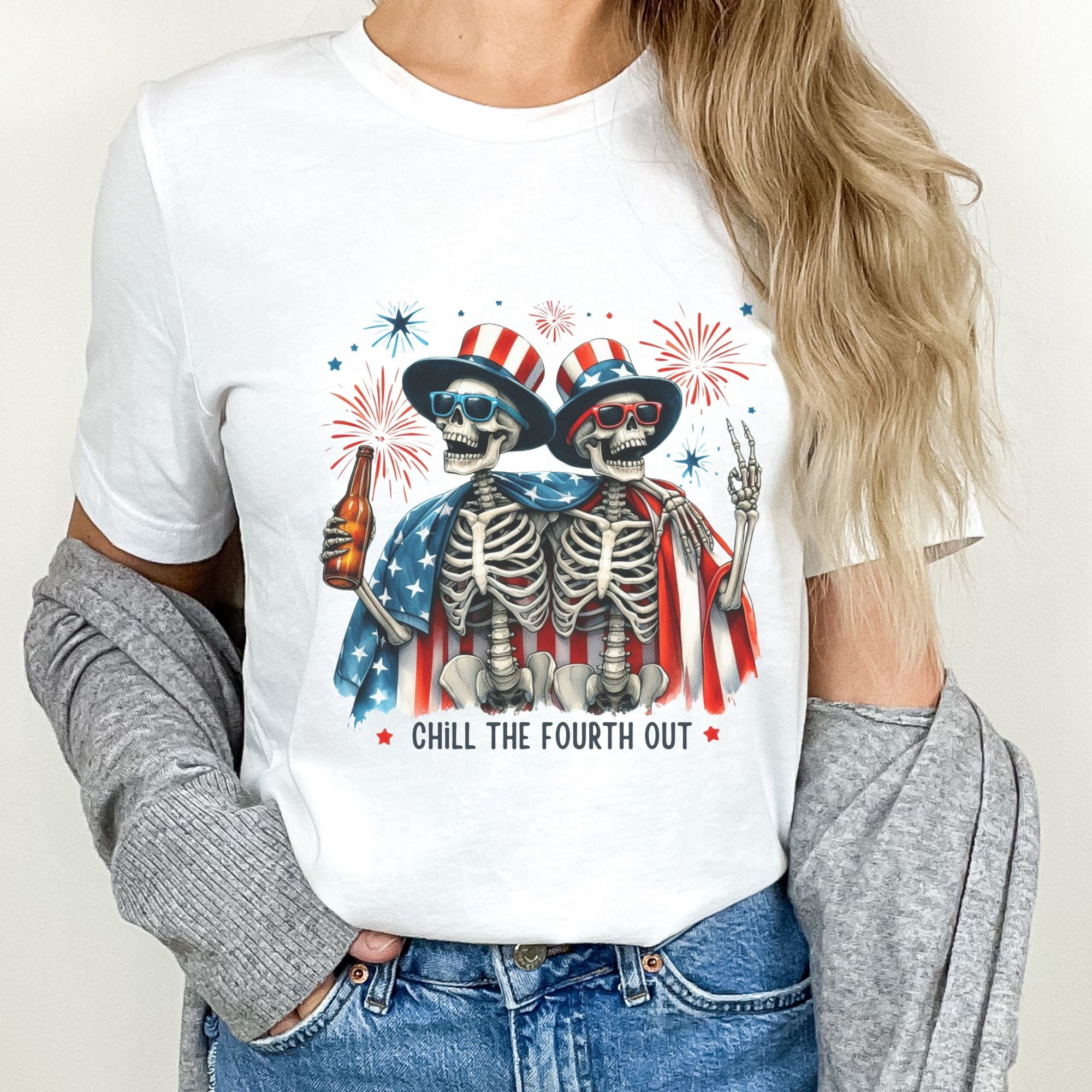 Chill the Fourth Out PNG, Funny Skeleton Clipart, 4th of July Clipart ...