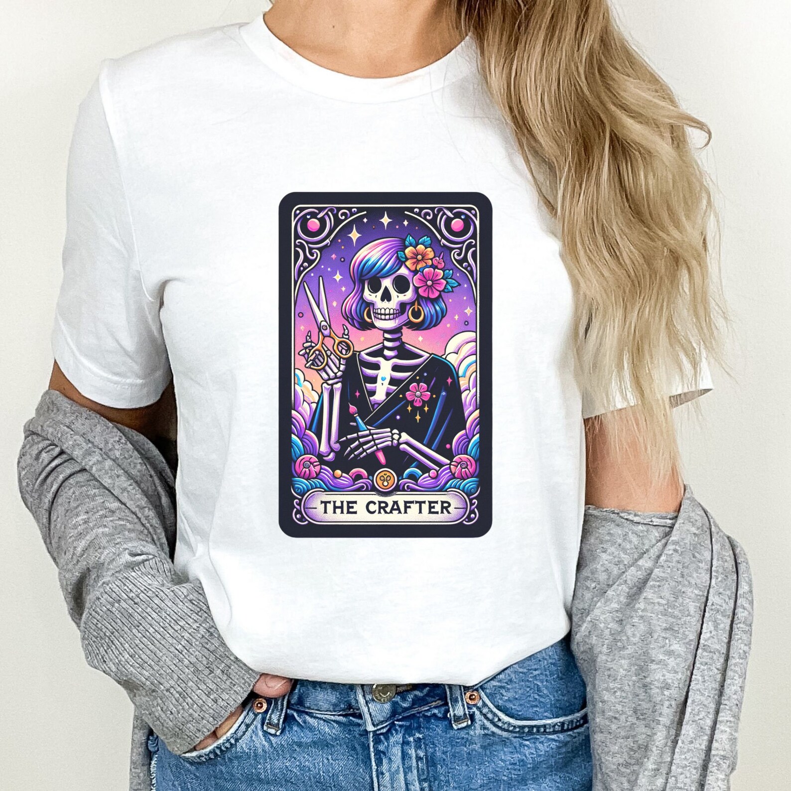 The Crafter Tarot Card PNG, Trendy T-shirt PNG, Crafter Sassy Skeleton Sublimation Design ...