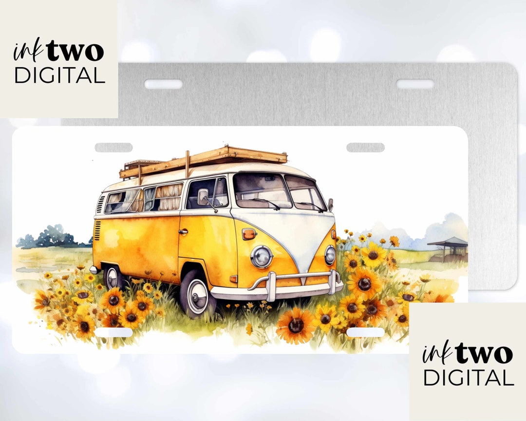 Sunflower Camper Licence Plate PNG Sublimation Design, 12 by 6 Inch ...