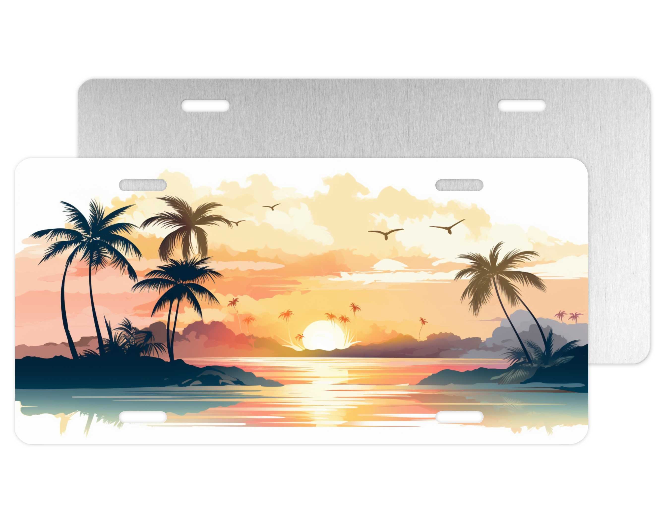 Beach Sunset Scenery Licence Plate PNG Sublimation Design, 12 by 6 Inch ...
