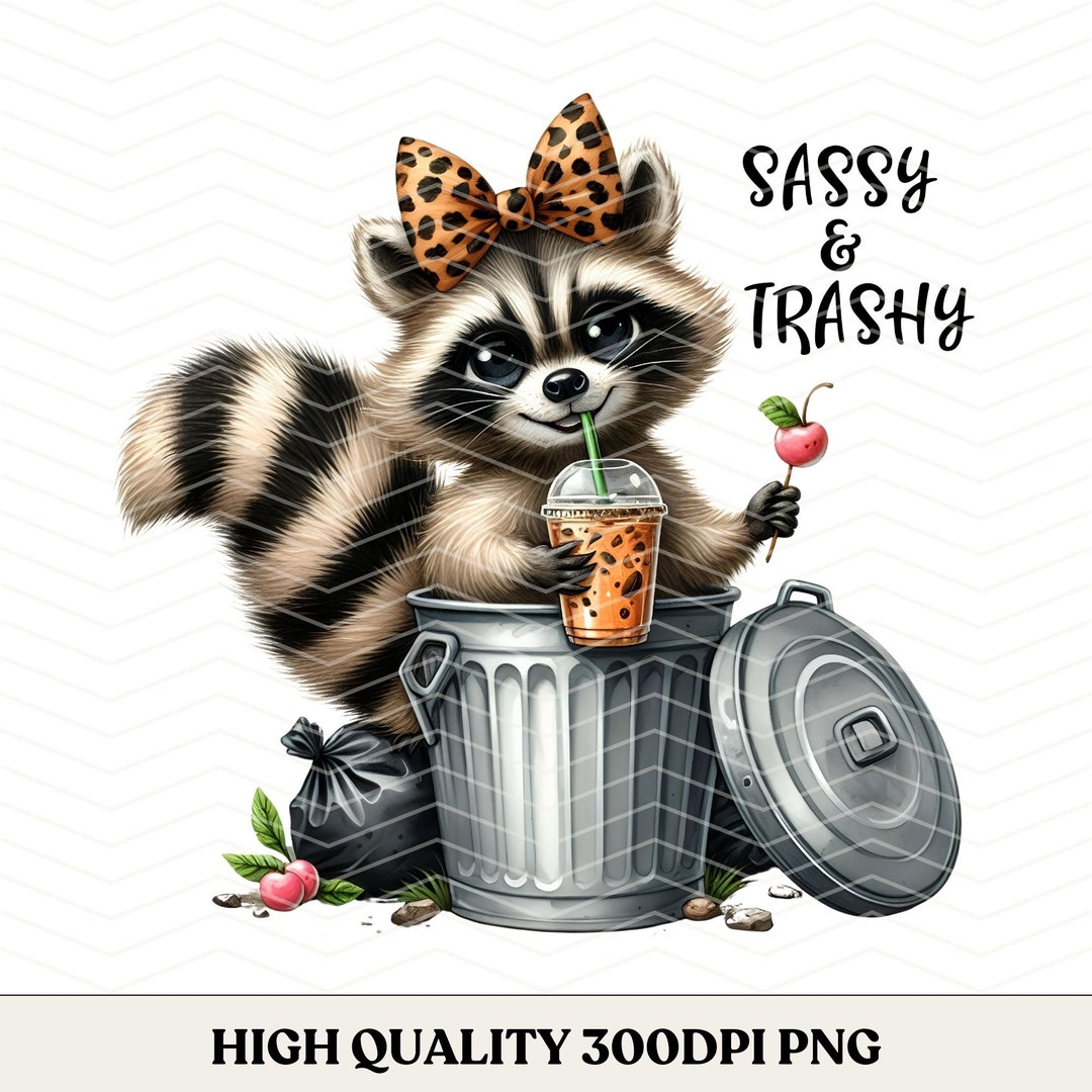 Sassy and Trashy Cute Raccoon PNG, Funny Raccoons Clipart, Snarky ...