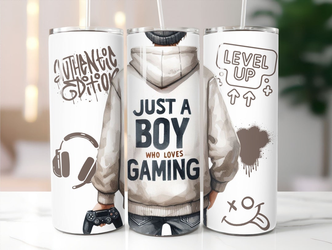 Gamer Boy 20oz Skinny SEAMLESS Tumbler Wrap, 20oz Skinny Gaming PNG ...